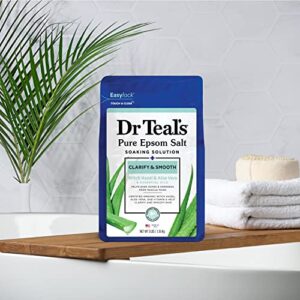 Dr Teal's Pure Epsom Salt Soak, Clarify & Smooth with Witch Hazel & Aloe Vera, 3 lbs (Pack of 4)