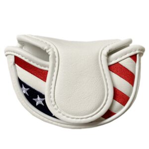 red white blue patriotic golf putter cover, mid mallet putter head cover club protection case fits for scotty cameron & other half mallet putter clubs