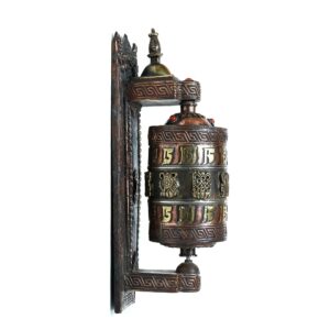 Foomantra Tibetan Wall Prayer Wheel - Crafted on Brass and Copper from Nepal