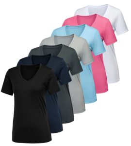 ce' cerdr 7 pack workout shirts for women, moisture wicking quick dry active athletic women's gym performance t shirts