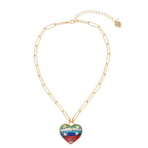 betsey johnson rainbow heart pendant necklace