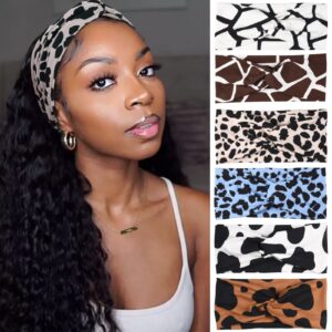 marchqueen animal-6pcs wide headbands for women non slip stretchy boho hair bands for women's hair fashion hair accessories