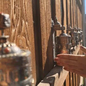 Foomantra Tibetan Wall Prayer Wheel - Crafted on Brass and Copper from Nepal