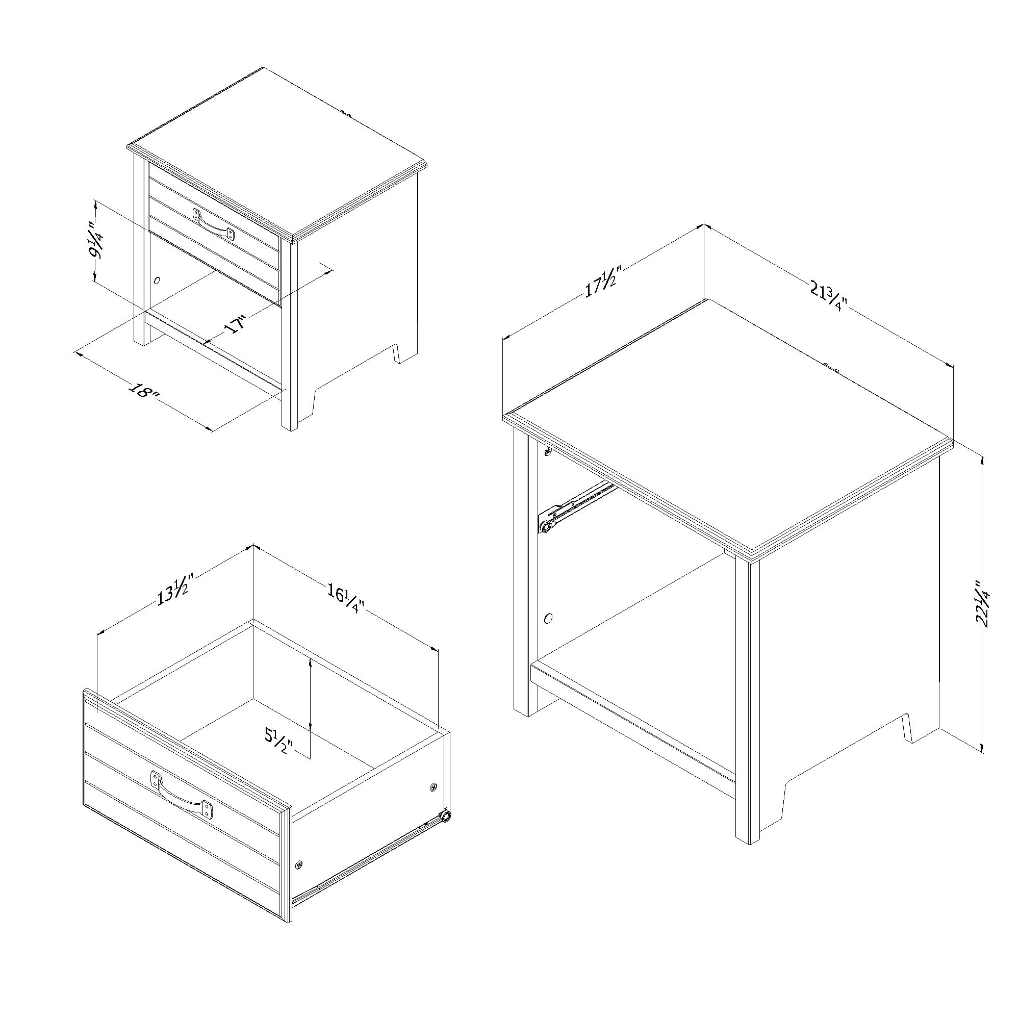 South Shore Ulysses 1-Drawer Nightstand, Winter Oak