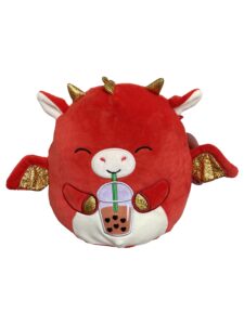 squishmallows official kellytoy soft plush (8 inch, baiden the red dragon)