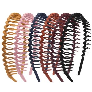 yeshan plastic teeth headbands, wavy headbands with combs non-slip thin hair bands for women girls hair,pack of 6