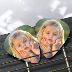 12 Pack Custom Guitar Picks Personalized Design Picture Photo Text Logo Guitar Pick Thin Medium Heavy Gauges for Acoustic Electric Guitar Bass Ukuleles Boyfriend Gift