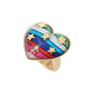 Betsey Johnson Rainbow Heart Stretch Ring