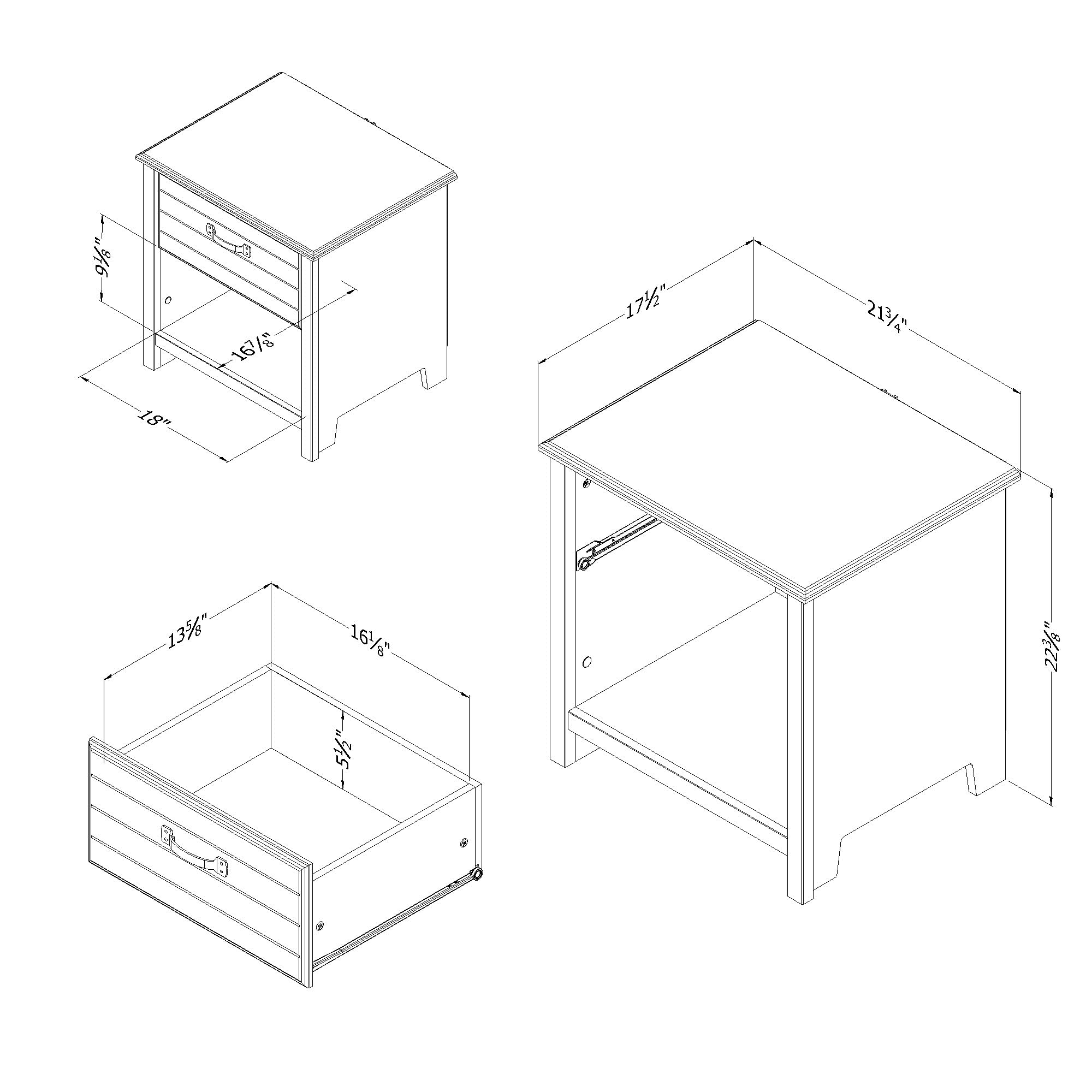 South Shore Ulysses 1-Drawer Nightstand, Winter Oak