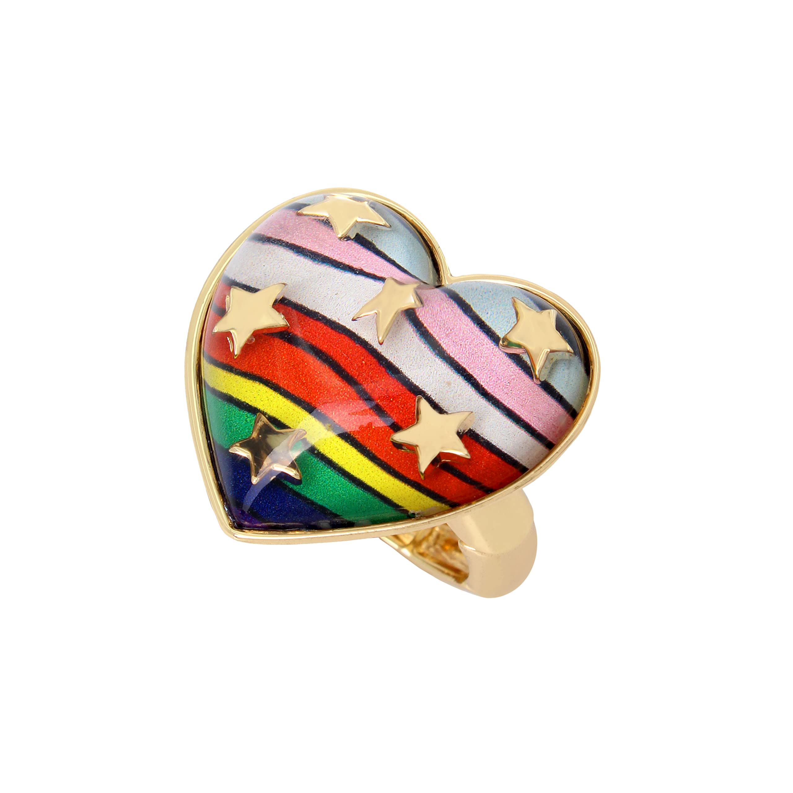 Betsey Johnson Rainbow Heart Stretch Ring