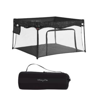 dream on me ziggy square baby playpen in black, easy set up and lightweight, breathable mesh walls, playpen for babies and toddlers