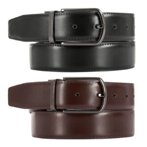 PlusZis Reversible Leather Belts For Men Big and Tall 28"-78" Trim To Fit With Gift-Box