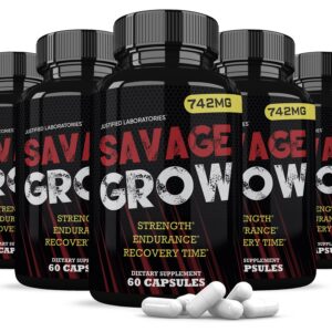 (5 Pack) Savage Grow 742MG All Natural Advanced Men's Health Formula 300 Capsules