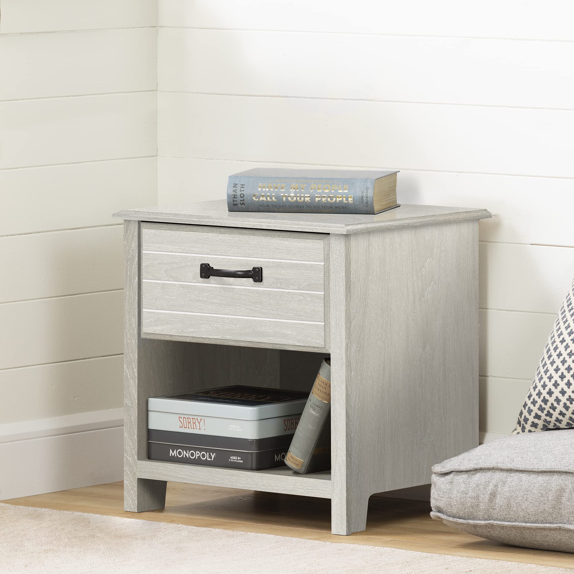 South Shore Ulysses 1-Drawer Nightstand, Winter Oak