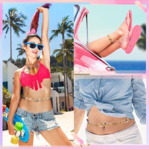 12 Pcs Waist Beads Body Jewelry Beach Bikini Belly Beads Waist Chains for Women Adjustable Belly Necklace Stomach Jewelry Chain Women's Body Chains (Simple Style)