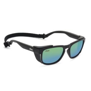 hobie monarch polarized square sunglasses, satin black frame/copper w/sea green lens, 53mm