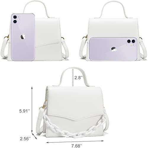 CATMICOO Mini Purses for Women Trendy Mini Bag with Detachable Plastic Chain (White)