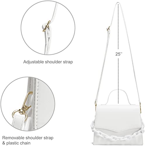 CATMICOO Mini Purses for Women Trendy Mini Bag with Detachable Plastic Chain (White)