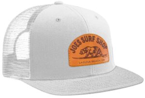 joe's surf shop surfing bear flat bill snapback trucker hat-white