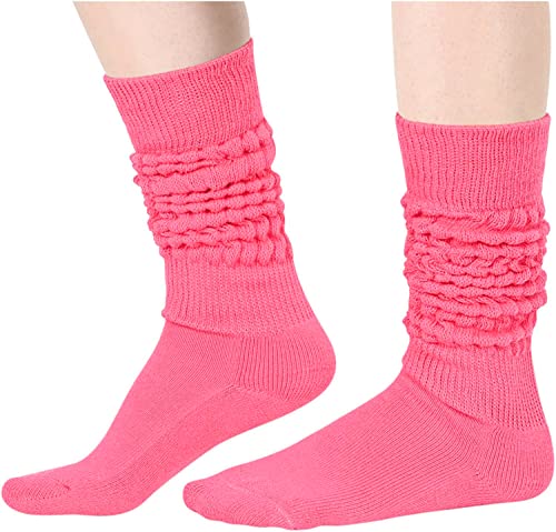 sockfun Pink Socks Scrunchie Slouch Scrunch Stacked Socks, 80s Socks 90s Socks