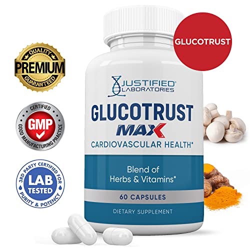 Justified Laboratories Glucotrust Max 1295MG Formula Supplement Pills 60 Capsules