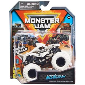 monster jam, official megalodon monster truck, die-cast vehicle, max contrast series, 1:64 scale, kids toys for boys ages 3 and up