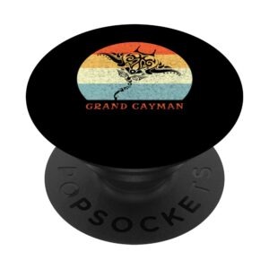 grand cayman, west indies vintage tribal manta ray vacation popsockets swappable popgrip