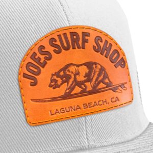 Joe's Surf Shop Surfing Bear Flat Bill Snapback Trucker Hat-White