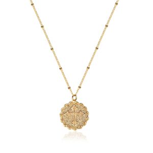 mtmy gold cross necklace 14k gold plated dainty gold cross pendant necklace for women delicate necklace jewelry (cross 27)