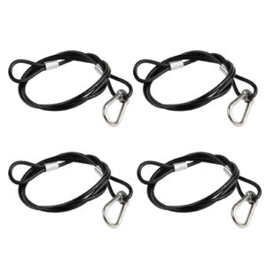 vigtayue 39.4" safety cable black coated stainless steel security cable with carabiner lock, 110lb safety rope for dj stage light led par light moving head light bicycle luggage(4 pcs)