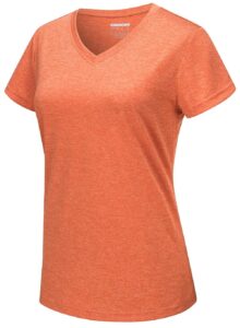 tacvasen women's running short sleeve quick dry shirts athletic workout running t-shirt women orange,l