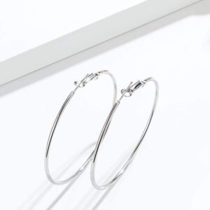 VONALA 925 Sterling Silver Circle Endless Hoop Earrings - Jewellery for Women 65MM