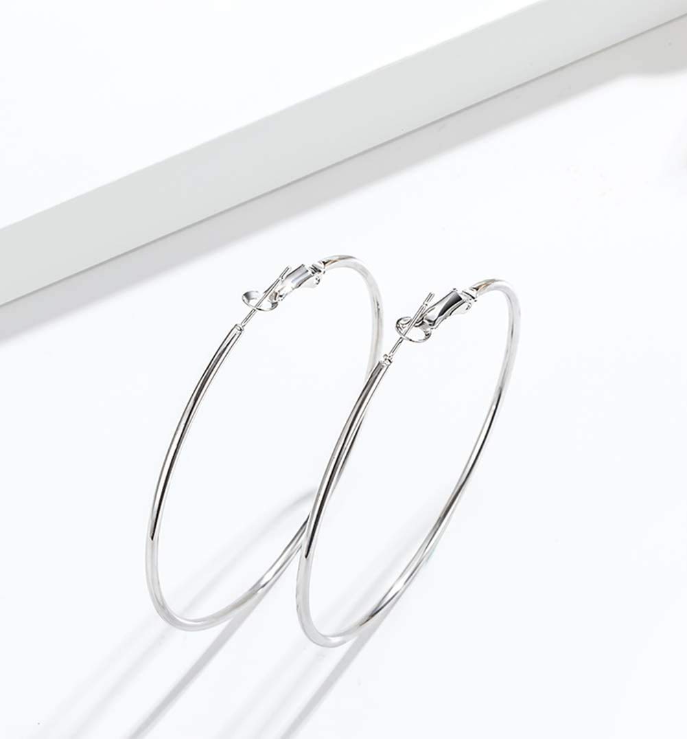 VONALA 925 Sterling Silver Circle Endless Hoop Earrings - Jewellery for Women 65MM