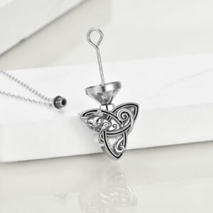 POPLYKE Urn Necklace for Ashes Sterling Silver Celtic Cat Urn Keepsake Necklace Cremation Jewelry for Women (cat urn necklace)