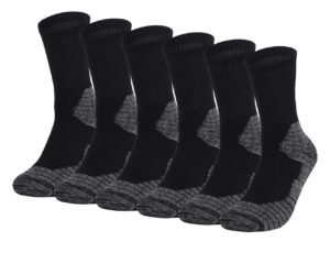 fitliva work socks for steel toe boots men size 13-15 cushioned cotton crew socks 6 pack black