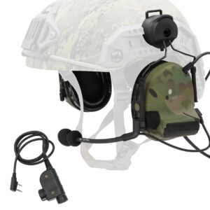 tsvisioncore comta 2 helmet-type tactical headset with u94 ptt 2pin，noise canceling headphones，for airsoft hunting shooting (mc)