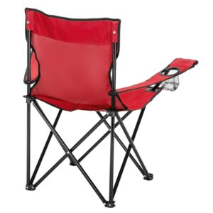 Guangshuohui Camping Folding Chair,Portable Folding Chair with Arm Rest Cup Holder and Carrying and Storage Bag for Outdoor, Camp, Indoor, Patio, Supports 330lbs (Red, Modern)