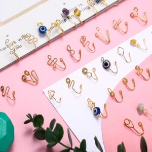 Yinkin 42 Pieces Multi Style Fake Nose Rings African Nose Cuff Nose Cuffs for Non Pierced Nose Faux Women's Nose Cuffs Gold, Evil Eye, Crystal, Cute Nose Jewelry Clip for Women Men