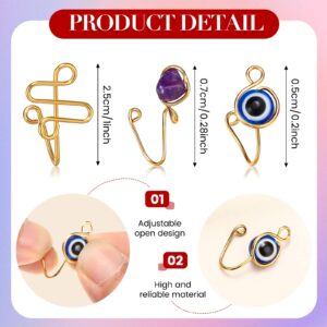 Yinkin 42 Pieces Multi Style Fake Nose Rings African Nose Cuff Nose Cuffs for Non Pierced Nose Faux Women's Nose Cuffs Gold, Evil Eye, Crystal, Cute Nose Jewelry Clip for Women Men