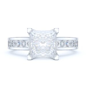 PRSTANI Sterling Silver 1.5ct Classic Filigree Pattern Simulated Princess Cut Diamond Promise Engagement Ring (6.5)