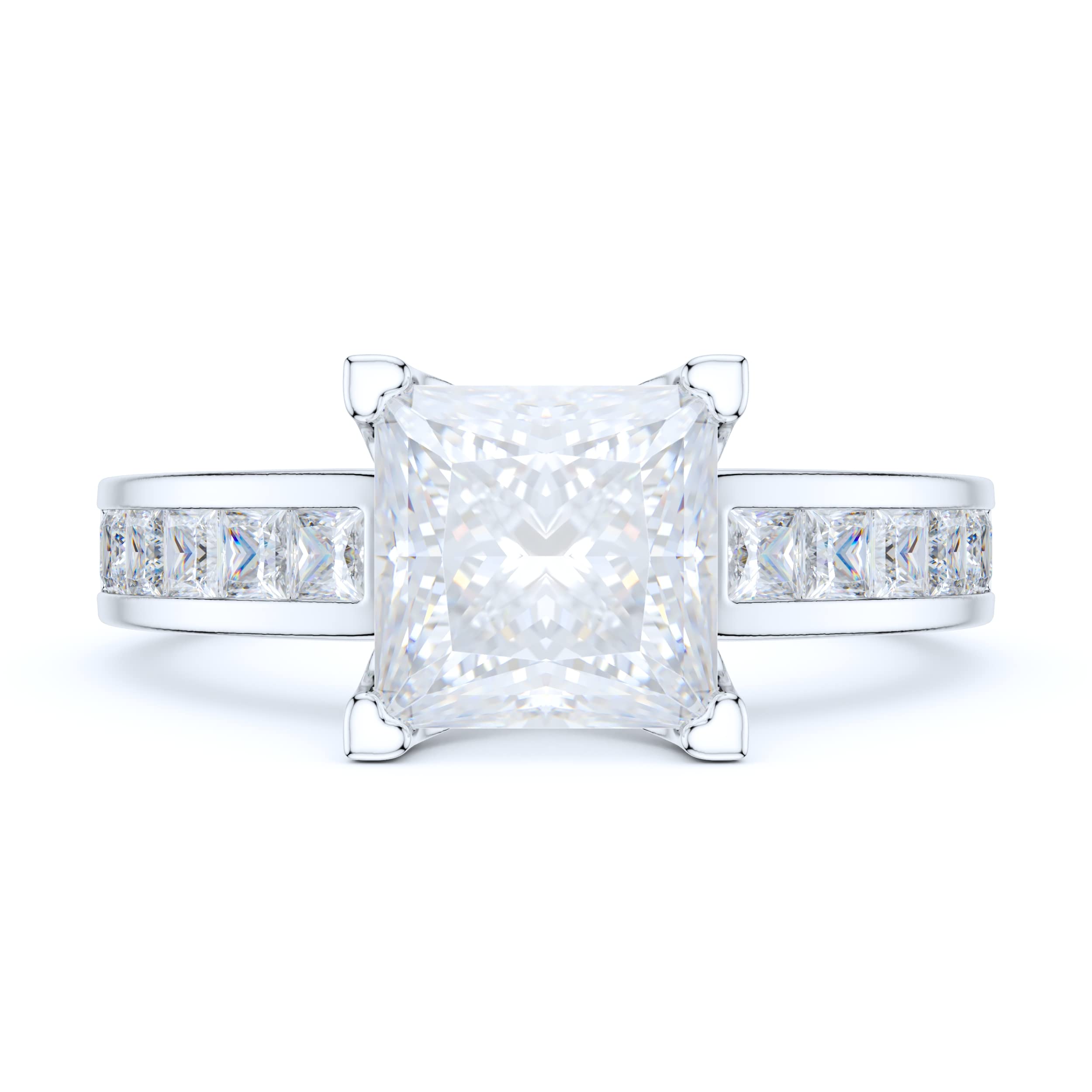 PRSTANI Sterling Silver 1.5ct Classic Filigree Pattern Simulated Princess Cut Diamond Promise Engagement Ring (6.5)