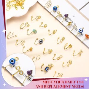 Yinkin 42 Pieces Multi Style Fake Nose Rings African Nose Cuff Nose Cuffs for Non Pierced Nose Faux Women's Nose Cuffs Gold, Evil Eye, Crystal, Cute Nose Jewelry Clip for Women Men