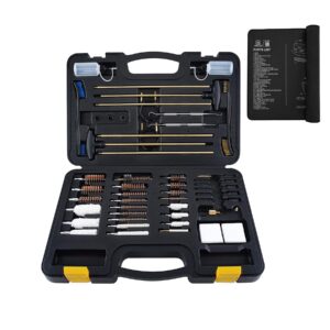 raiseek universal gun cleaning kit for rifle pistol shotgun cleaning kit for all guns with lightweight organized carrying case gun cleaning supplies gun plastic jags and brushes with cleaning mat