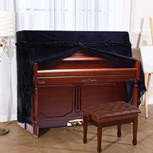 YNester Upright Piano Cover Dust Cover Piano Full Cover Velvet Piano Cover Dustproof Moistureproof Piano Cover Fits Standard Size Piano Cover (BLACK)