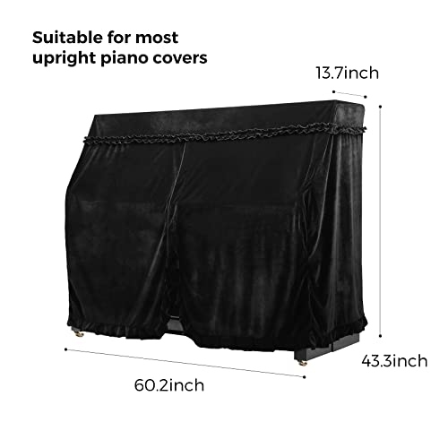 YNester Upright Piano Cover Dust Cover Piano Full Cover Velvet Piano Cover Dustproof Moistureproof Piano Cover Fits Standard Size Piano Cover (BLACK)