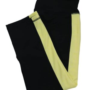 Ideology Colorblocked Cropped Leggings, Small (Noir English Yellow)