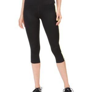 Ideology Colorblocked Cropped Leggings, Small (Noir English Yellow)