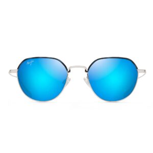 Maui Jim Men's and Women's Island Eyes Polarized Classic Sunglasses, Matte Silver/Blue Hawaii, Medium