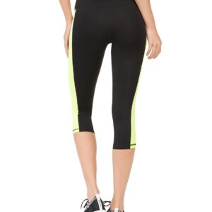 Ideology Colorblocked Cropped Leggings, Small (Noir English Yellow)