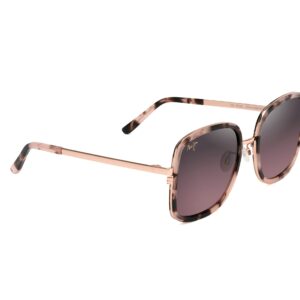 Maui Jim Men's and Women's Pua Polarized Fashion Sunglasses, Pink Tortoise w/Rose Gold/Maui Rose®, Medium